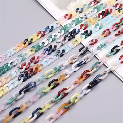 길이 70cm 태양 안경에 대 한 혼합 된 색상 아크릴 링크 체인 랍스터 걸쇠 체인 체인 쥬얼리 다채로운 링크 체인 만들기