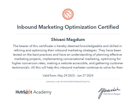 shivani magdum on linkedin hubspot academy inbound marketing