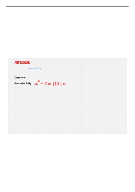Factorise Questions And Answers Gcse Igcse Higher Tier Maths Aqa