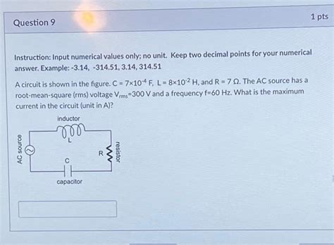 solved instruction input numerical values only no unit