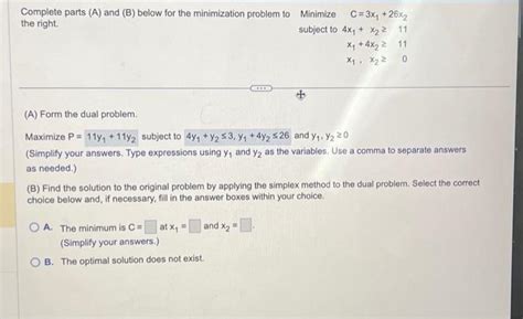Solved Complete Parts A And B Below For The Minimization Chegg