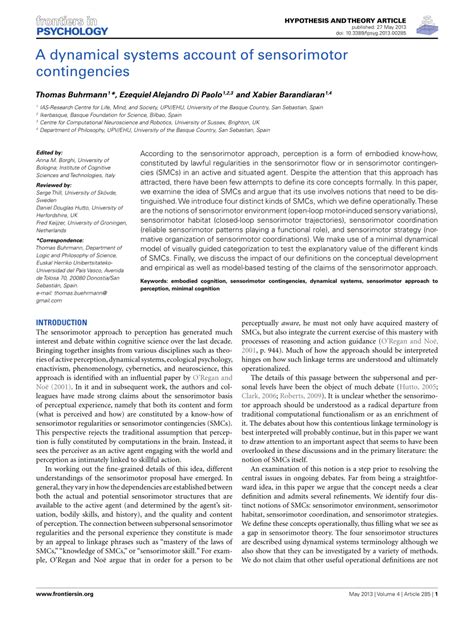 pdf a dynamical systems account of sensorimotor contingencies