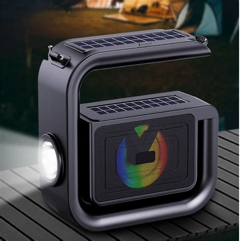 Garenas Solar Powered Bluetooth Speaker Rectangle Flashlight Solar Player Outdoor Convenient