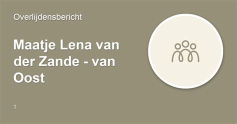 Maatje Lena Van Der Zande Van Oost 19 Januari 2012 • Overlijdensbericht En Condoleances