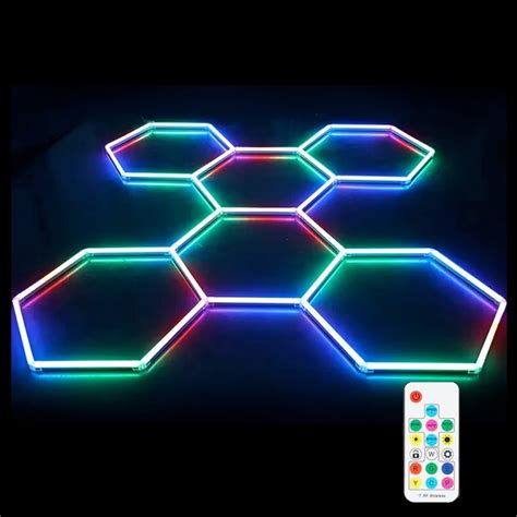 6 piece rgb hexagon modular led lighting kit hexagon lights modular