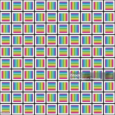 멀티 컬러 크로스 라인 무지개 색상 꼰 장식 프리즘 그래픽 질감 기하학적 완벽 한 패턴입니다 장식 밝은 스트로크 배경 다채로운 선형 표면 벡터 0명에 대한 스톡 벡터 아트