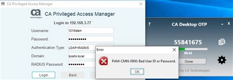 unable to login pam using ldap radius symantec privileged access
