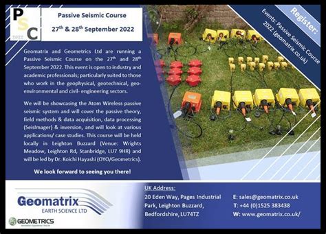 2 Day Course On Passive Seismic Methods Hosted By Geometrics And