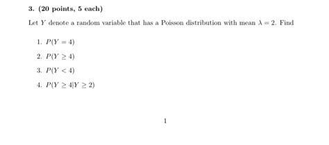 Solved Points Each Let Y Denote A Random Variable Chegg