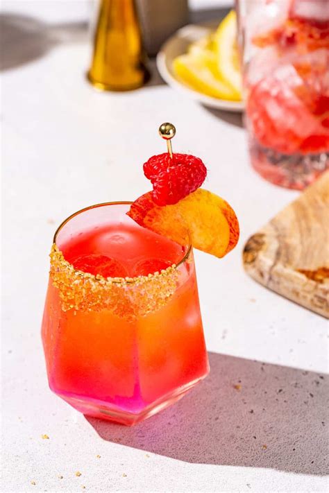 Raspberry Peach Bourbon Smash