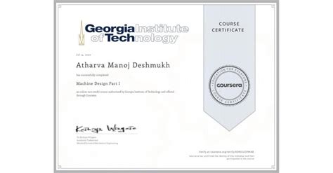 Completed Course On Machine Design By Georgia Institute Of Technology On Coursera Atharva