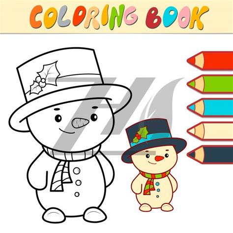 دانلود وکتور صفحه رنگ آمیزی آدم برفی کریسمس دانلود رایگان فایل لایه