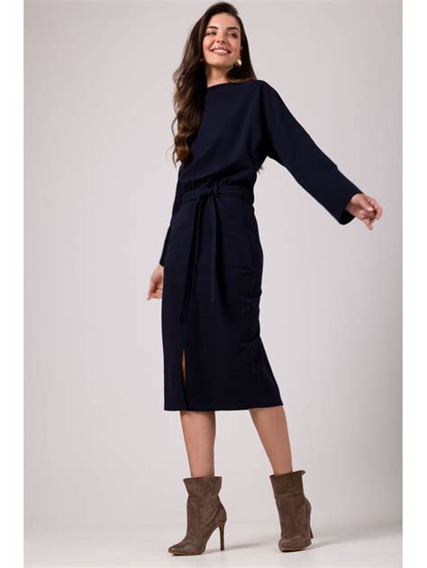Bewear Sukienka Codzienna B269 Granatowy Modern Fit Modivopl
