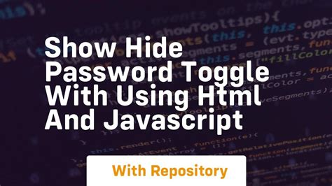 Show Hide Password Toggle With Using Html And Javascript Youtube