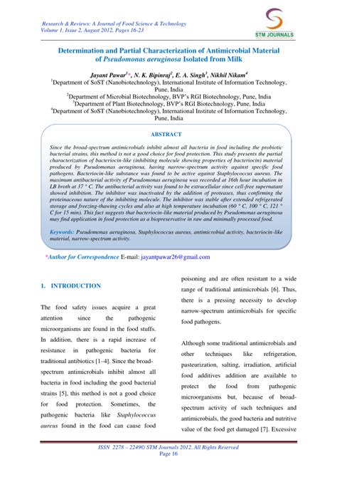 Pdf Determination And Partial Characterization Of Antimicrobial