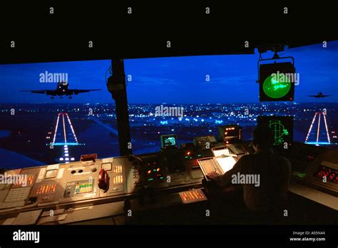 Air Traffic Control Tower At Night