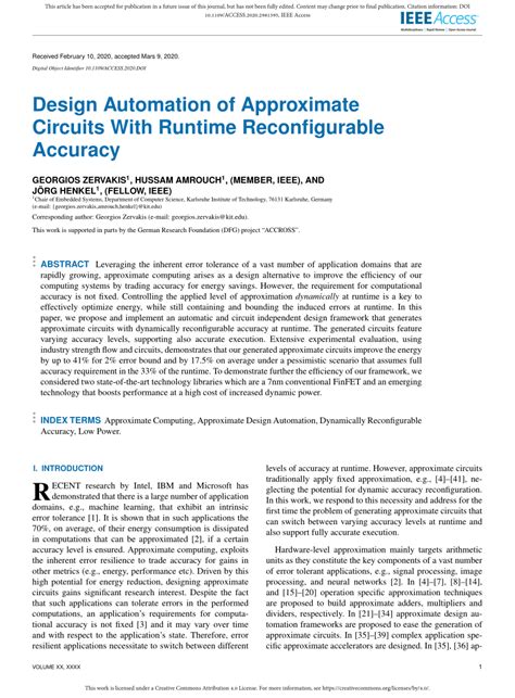 Pdf Design Automation Of Approximate Circuits With Runtime Reconfigurable Accuracy