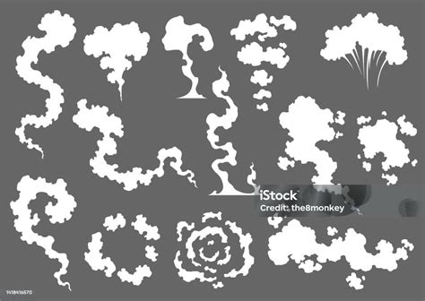 Ikon Awan Asap Dalam Berbagai Bentuk Vektor Efek Khusus Dari Awan