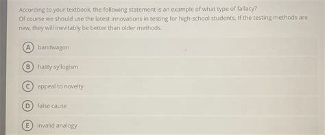 Solved According To Your Textbook The Following Statement