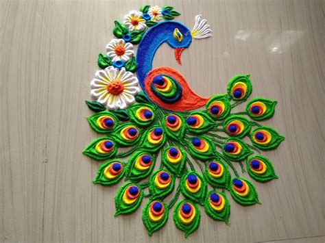 Beautiful Peacock Rangoli Design Rangoli Patterns Rangoli Designs