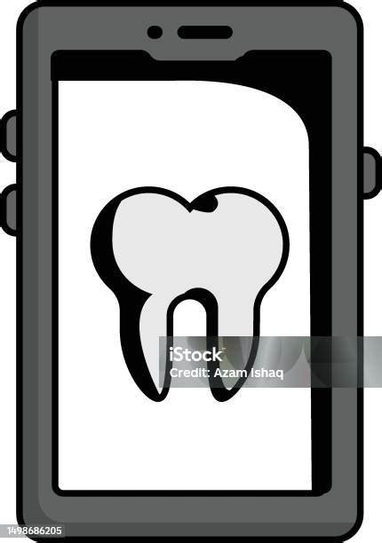 치과 의사 모바일 앱 개념 치아 액세서리 상점 벡터 아이콘 디자인 틀니 기호 구강 건강 관리 기호 치과 기구 스톡 일러스트레이션