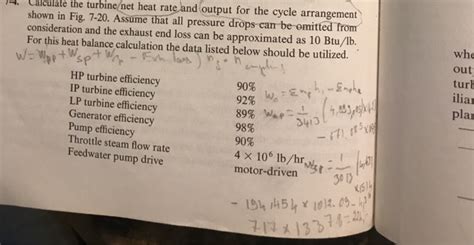Solved Whe Calculate The Turbine Net Heat Rate And Chegg
