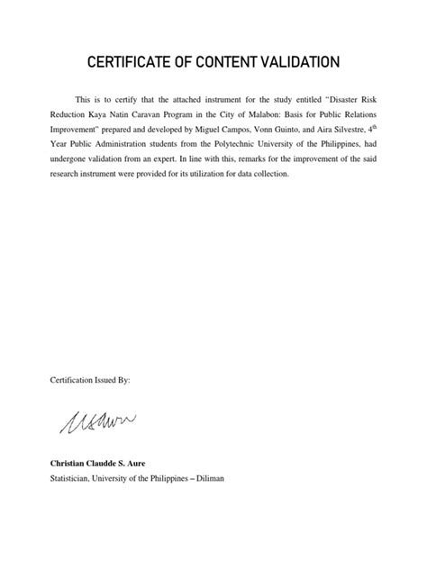 Certificate Of Validation 1 Pdf