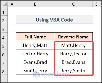 How To Reverse Names In Excel 5 Handy Methods ExcelDemy
