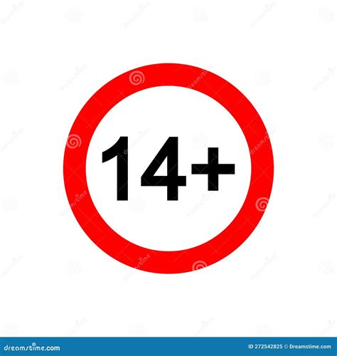 Fourteen Plus Icon Number 14 In Red Circle Isolated On White Background Content Age Censoring