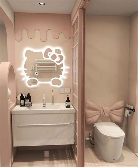 ۳۱ طراحی سرویس بهداشتی با تم هلو کیتی دخترانه که هر دختری دلش میخواد