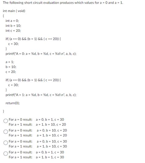 solved the following short circuit evaluation produces which