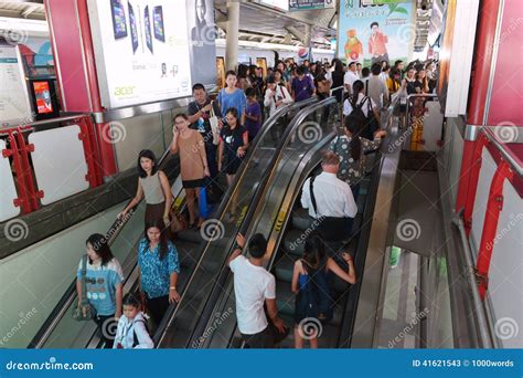 Travellers Pass Through A Bts Skytrain Station Editorial Photo