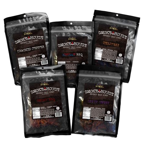 25 Oz Steel Smokehouse Brisket Beef Jerky Variety Pack Steel
