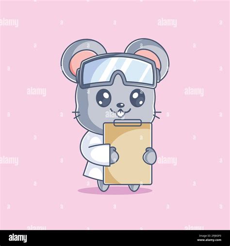 Cute Mouse Scientist With Clipboard Cartoon Stock Vector Image And Art