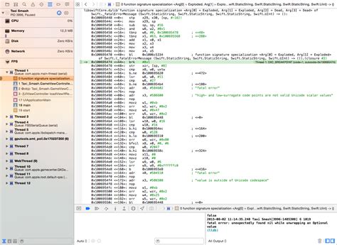Breakpoints Swift Error Excbreakpoint Code1 Subcode0x100695474