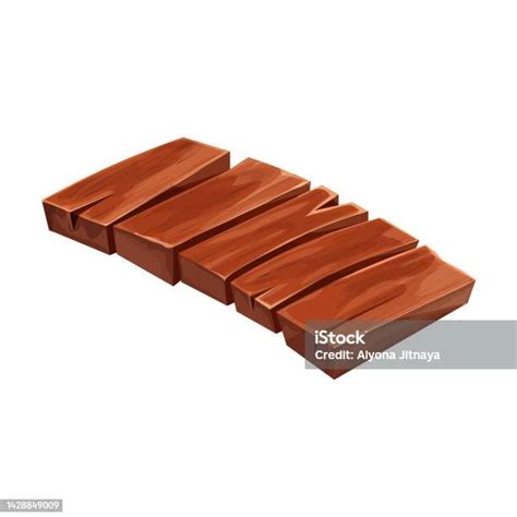 흰색 배경에 고립 된 만화 스타일의 등각 투영 뷰에서 오래된 나무 다리 상세하고 질감이 있는 게임 요소 벡터 일러스트 레이 션 갈색에 대한 스톡 벡터 아트 및 기타 이미지