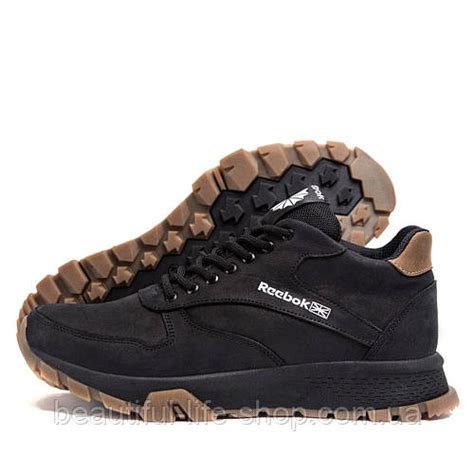 Мужские зимние ботинки из натуральной кожи с мехом Reebok, черные ...