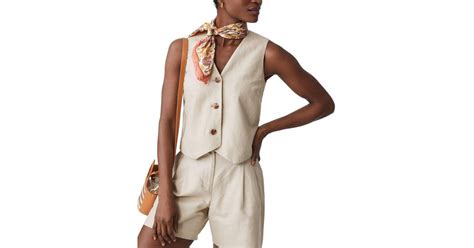 J Mclaughlin J Mclaughlin Bevin Linen Blend Vest In Brown Lyst