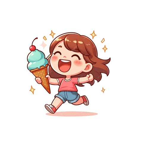 Un Vector De Una Niña De Dibujos Animados Disfrutando Alegremente De Un