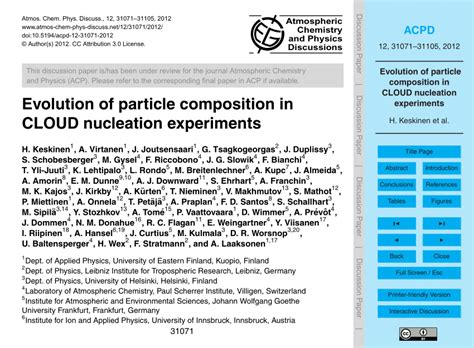 Pdf Evolution Of Particle Composition In Cloud Nucleation Experiments