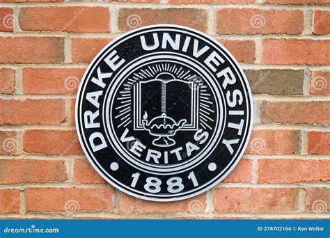 Veritas Scchool Logo On The Campus Of Drake University Editorial Stock