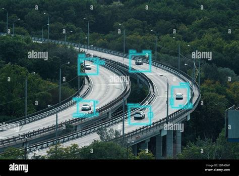 Cars Move On City Road And Artificial Intelligence Controls Vehicles In Traffic Autonomous Self