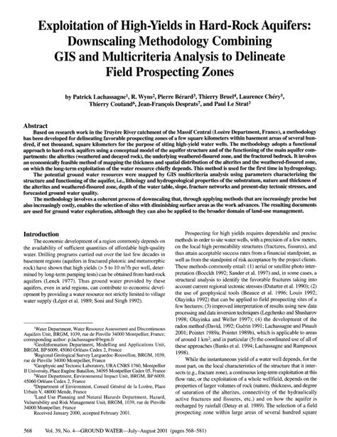 Pdf Exploitation Of High‐yields In Hard‐rock Aquifers Downscaling Methodology Combining Gis