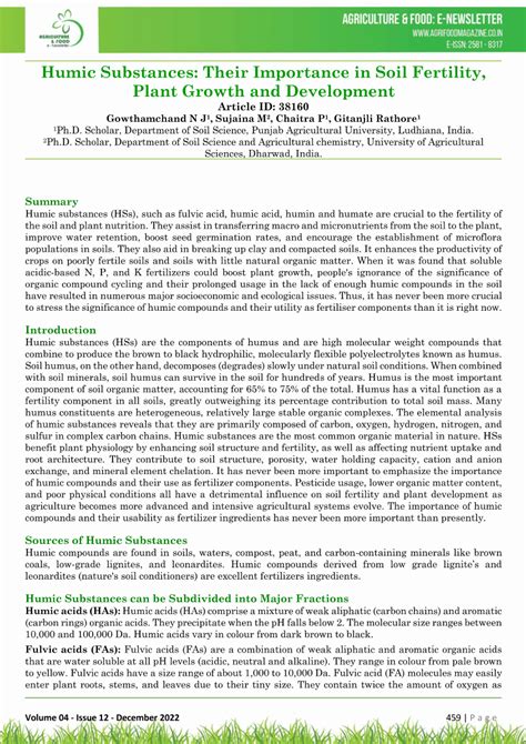 PDF Humic Substances Their Importance In Soil Fertility Plant Growth And Development
