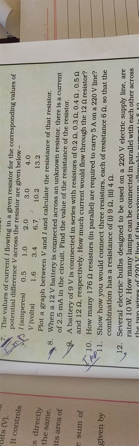 8 When A Graph Between V And I And Calculate The Resistance Of That Resi