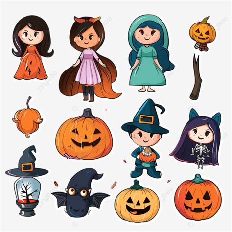 할로윈 의상 파티 스티커 세트 할로윈 축제 복장 Png 일러스트 및 이미지 에 대한 무료 다운로드 Pngtree