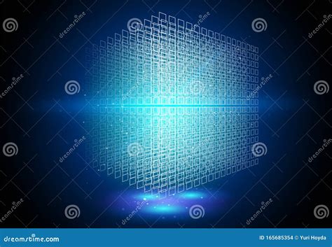 Perspective 3d Wireframe Cube Geometric Cube From Small Pieces Vector
