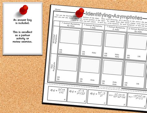 Identifying Asymptotes Activity Math Giraffe Shop