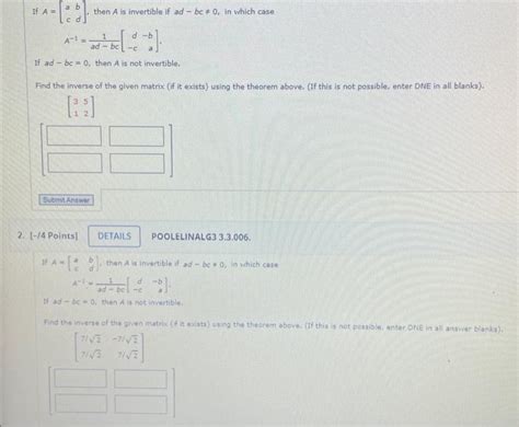 Solved If A Acbd Then A Is Invertible If Adbc In Chegg
