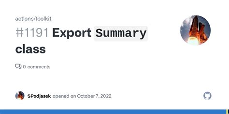 Export `summary` Class · Issue 1191 · Actionstoolkit · Github